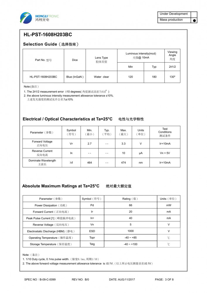 HL-PST-1608H203BC datasheet page 3