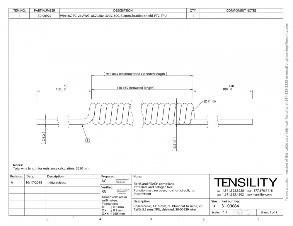 Product drawing for Tensility International model 31-00084