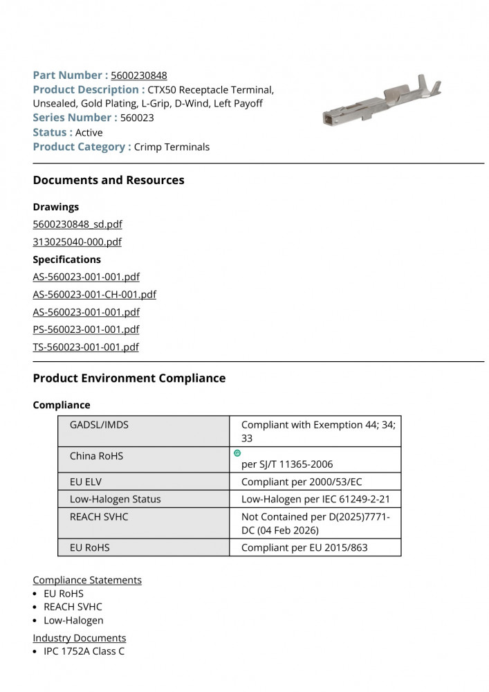 MOLEX product document image, page 1