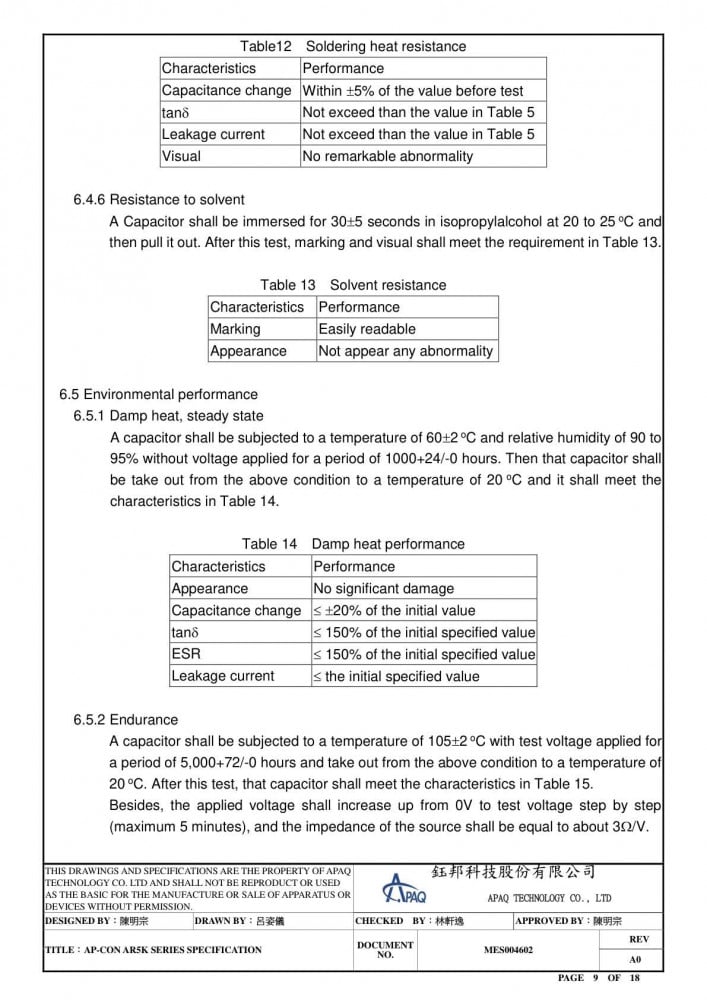 APAQ AR5K specification page 9