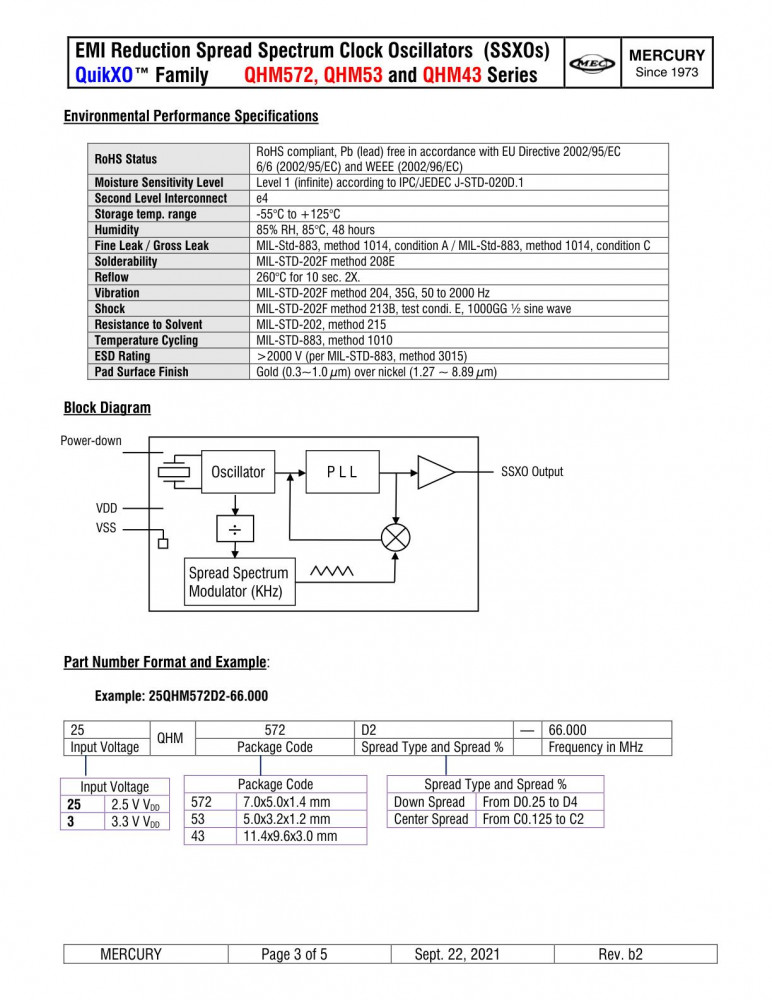 Mercury QuikXO datasheet page 3