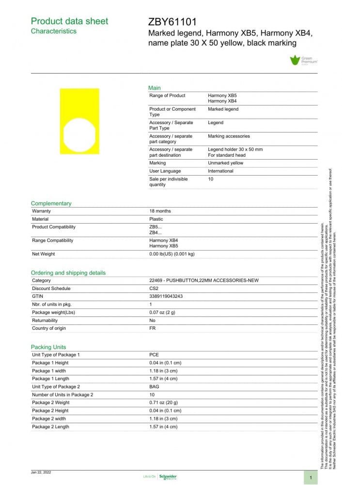 ZBY61101 technical document page 1