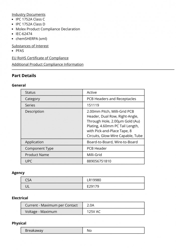 MOLEX 1511195408 document preview, page 2
