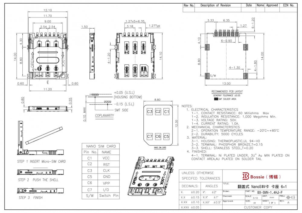 Bossie BX-SMN-1.4HJ-F technical drawing