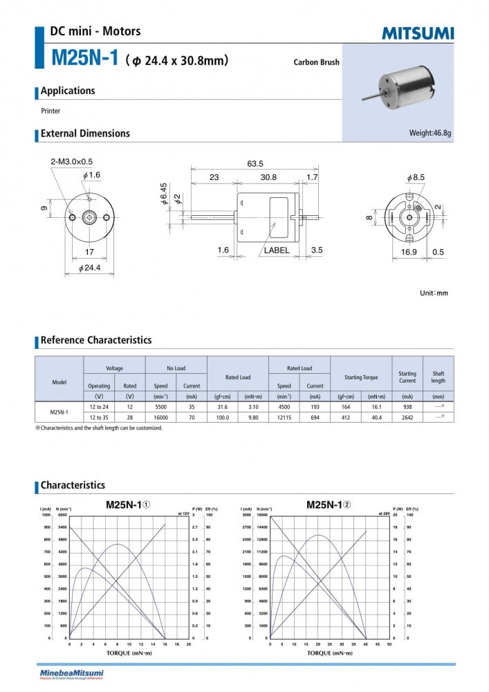 M25N motor technical document page 1