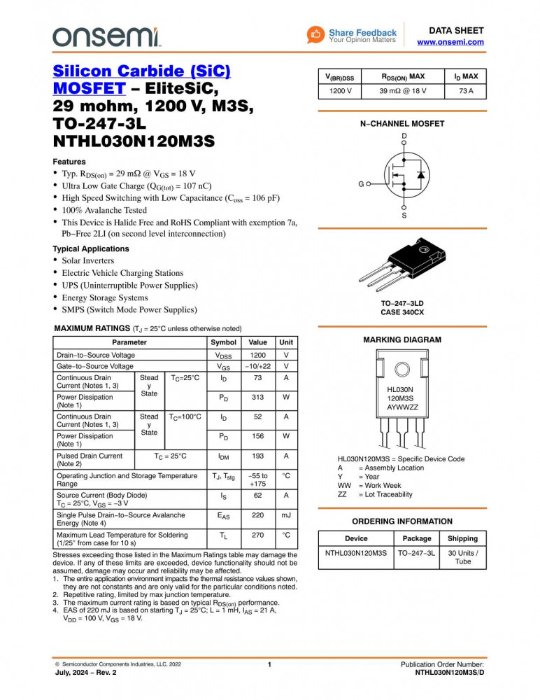 NTHL030N120M3S document page 1