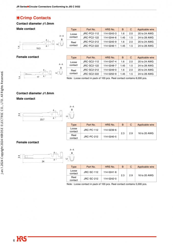 HRS JRC Series documentation page 6