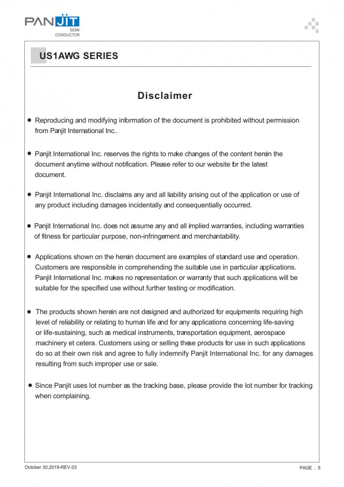 PANJIT US1MWG datasheet page 5