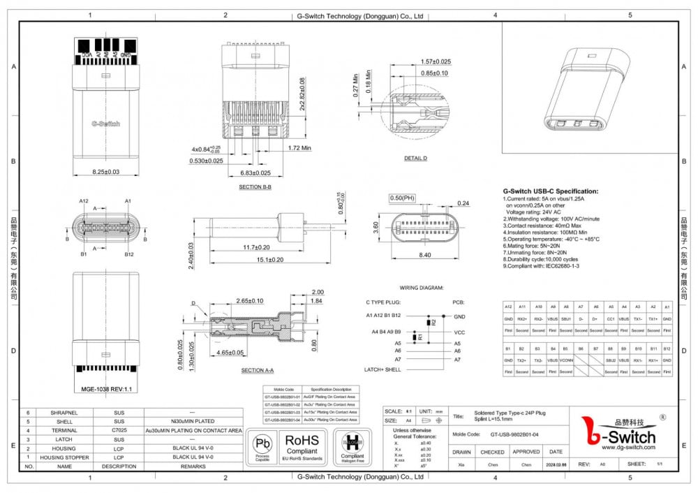 GT-USB-9802B01-04 technical drawing page