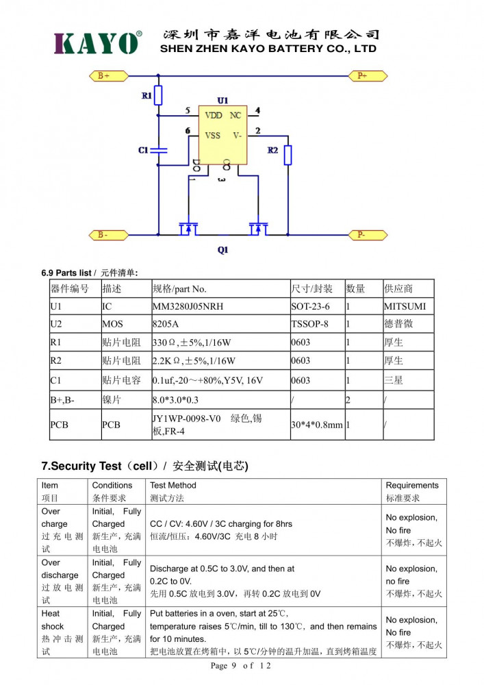 Battery specification document page 9