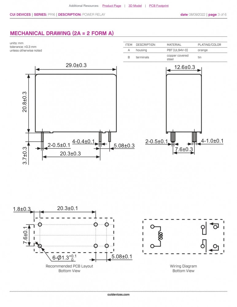 PR16 datasheet page 3