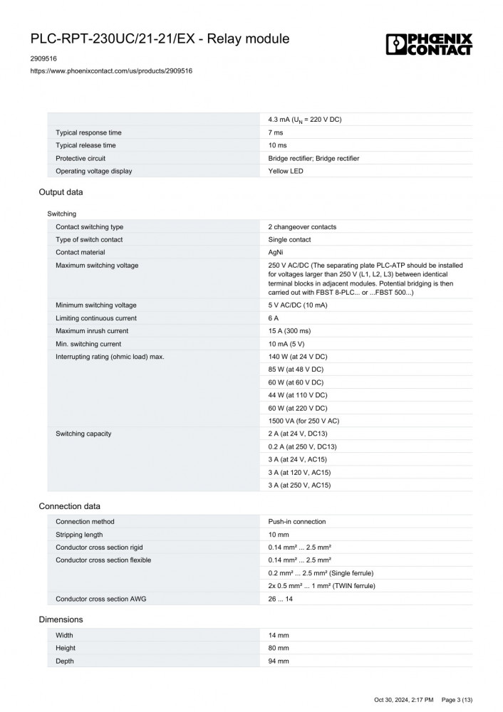 Phoenix Contact 2909516 technical document page 3