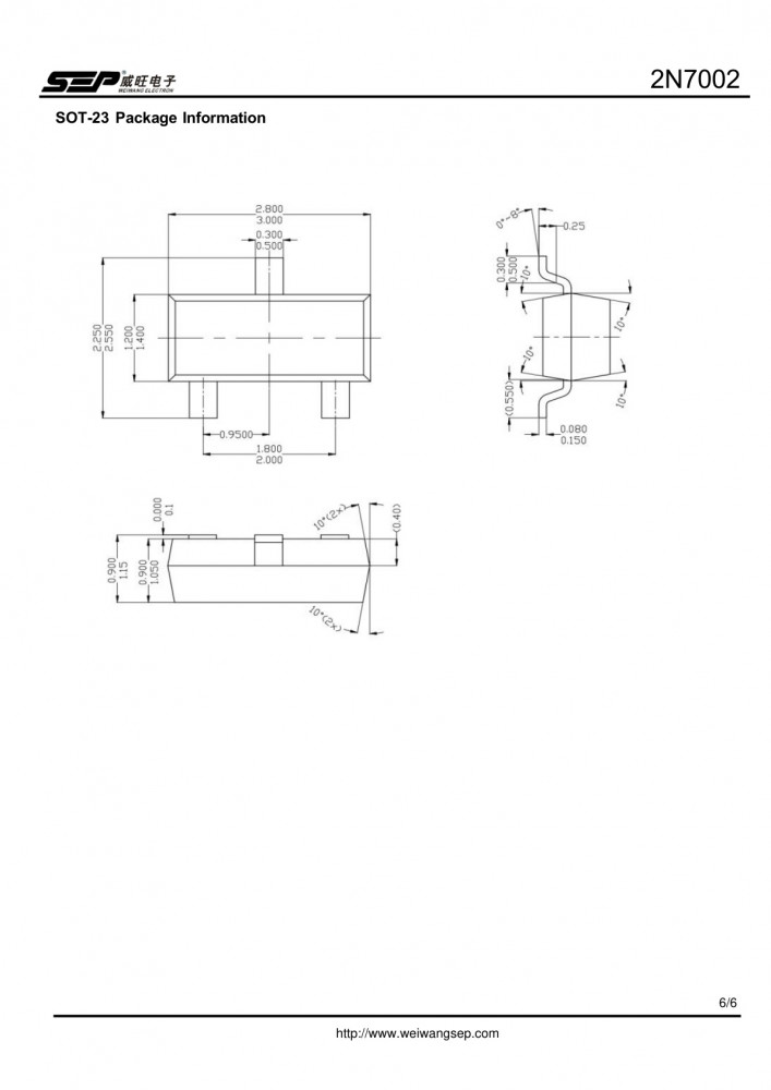 2N7002 SOT-23 package drawing