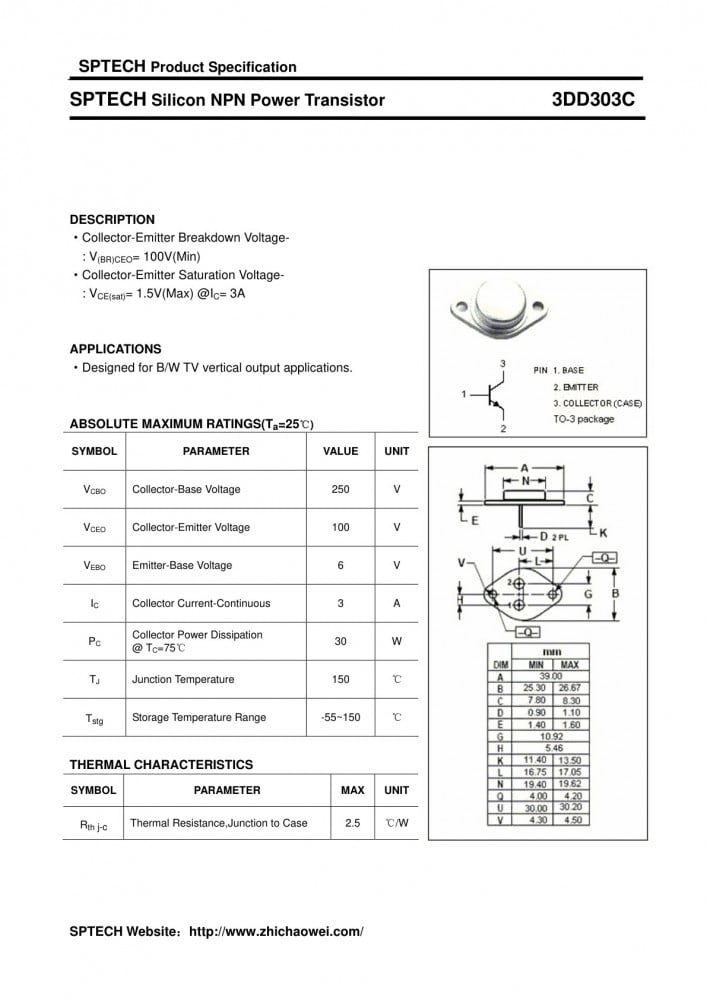 3DD303C datasheet page 1