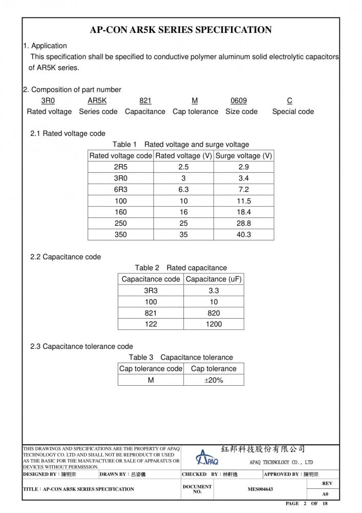 APAQ AP-CON AR5K specification page 2