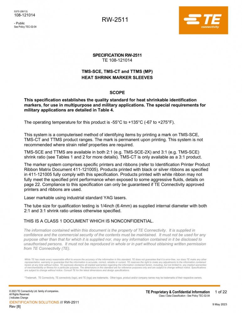 TE TMS-SCE specification page 1