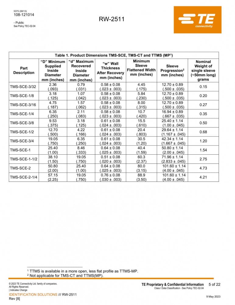 TE TMS-SCE specification page 5