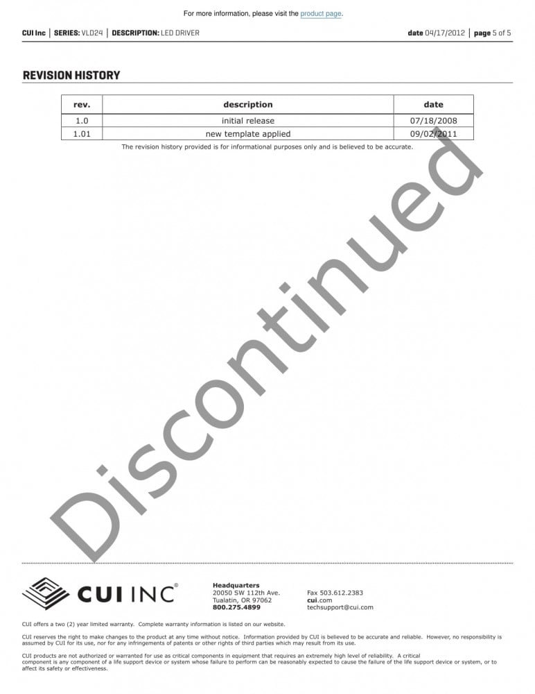 VLD24 series datasheet page 5
