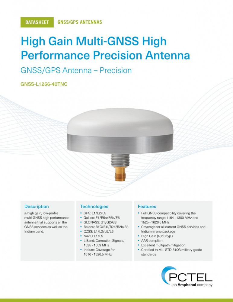GNSS-L1256-40TNC technical document page 1