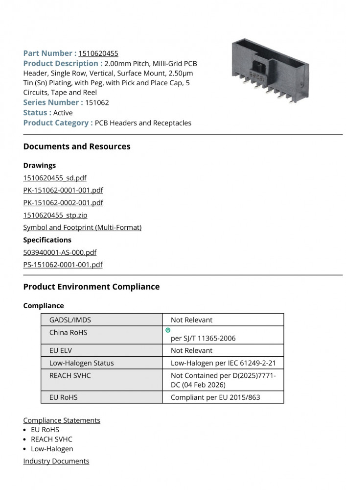 MOLEX product specification preview, page 1