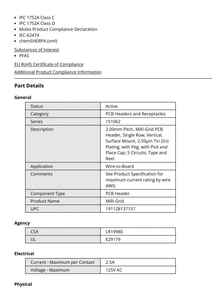 MOLEX product specification preview, page 2