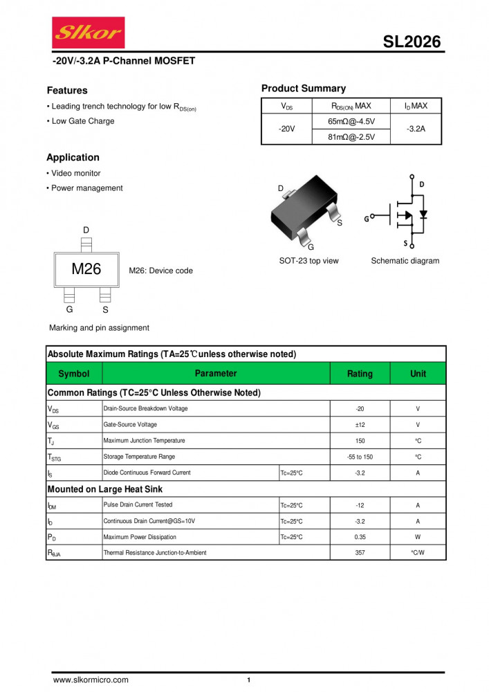SL2026 datasheet page 1