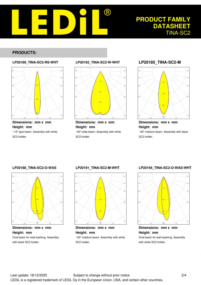 Technical document page 2 for LEDiL TINA-SC2-D-WHT