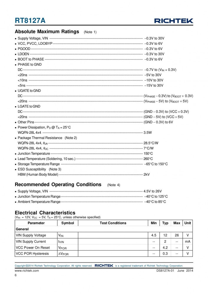 RT8127A datasheet page 6