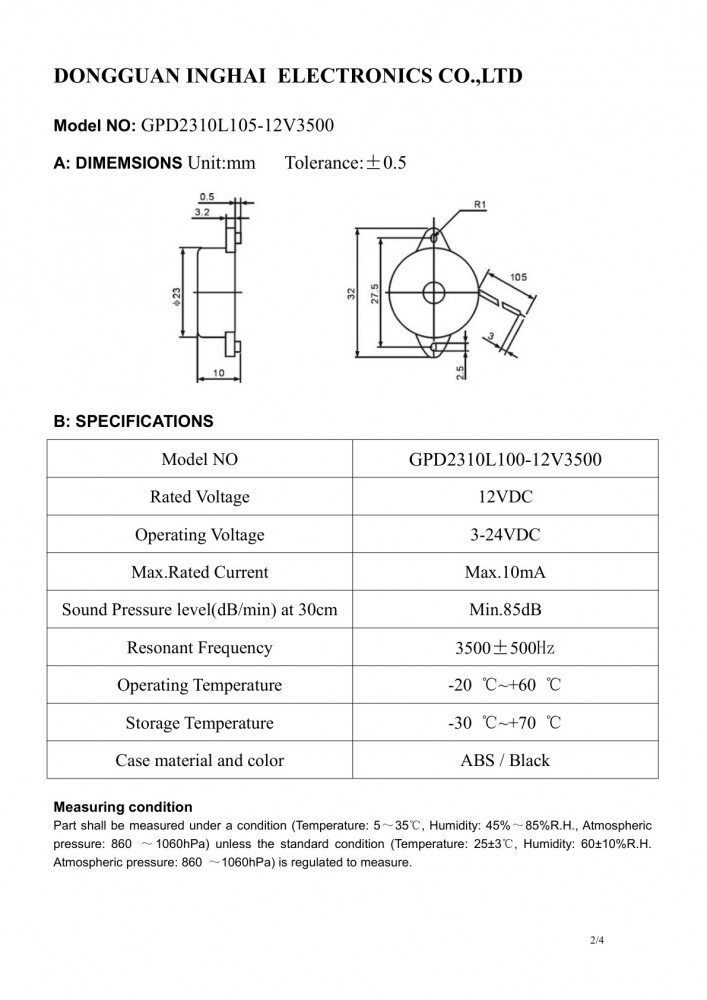 GPD2310L100-12V3500 approval document page 2