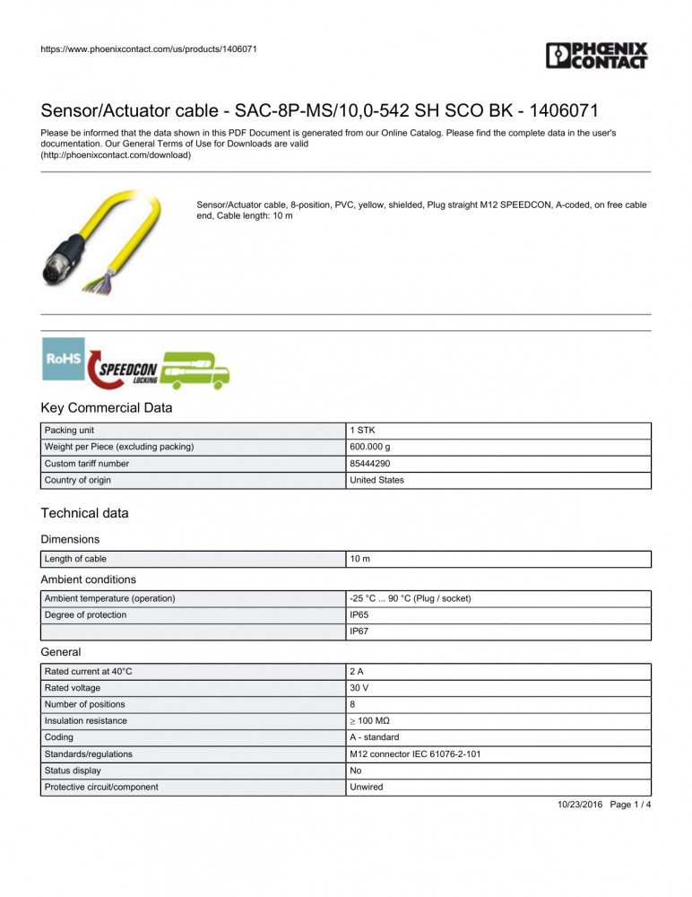 SAC-8P-MS/10 0-542 SH SCO technical document page 1