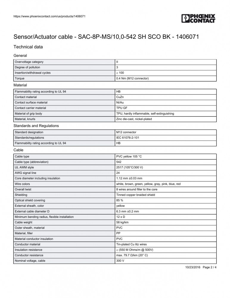 SAC-8P-MS/10 0-542 SH SCO technical document page 2