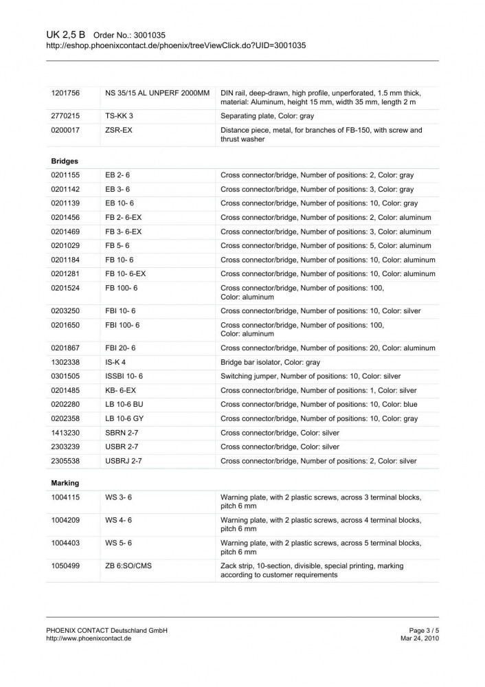 Phoenix Contact UK 2,5 B technical document page 3