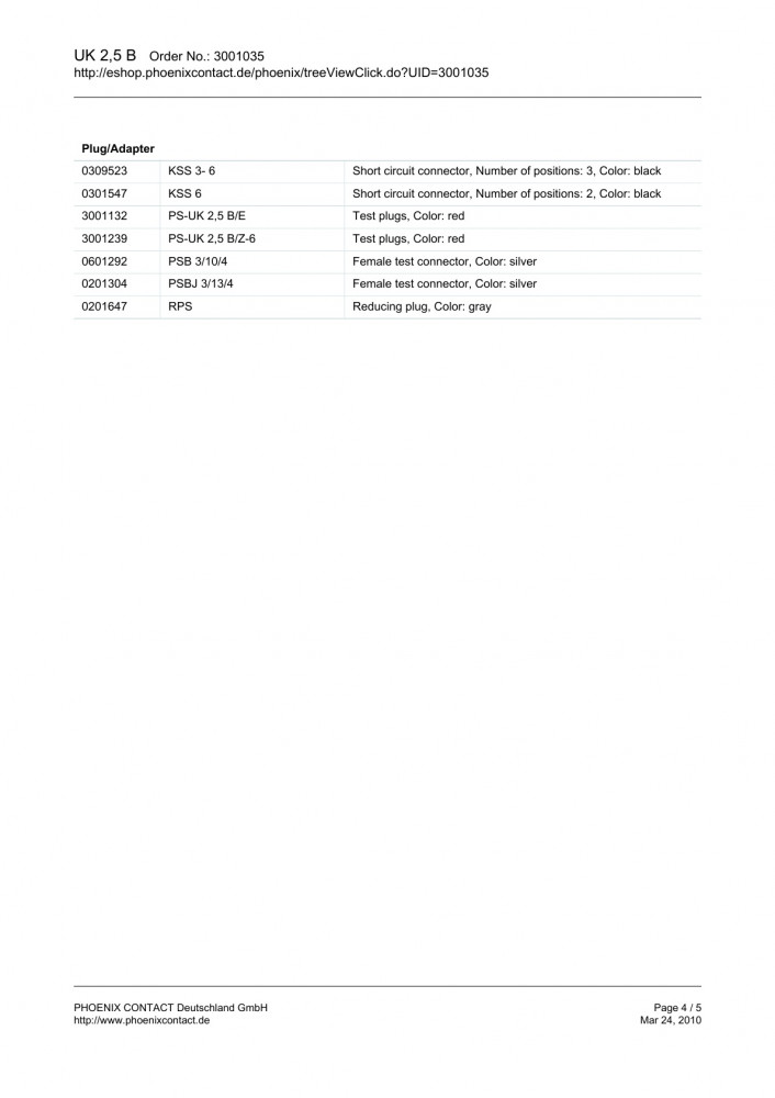 Phoenix Contact UK 2,5 B technical document page 4