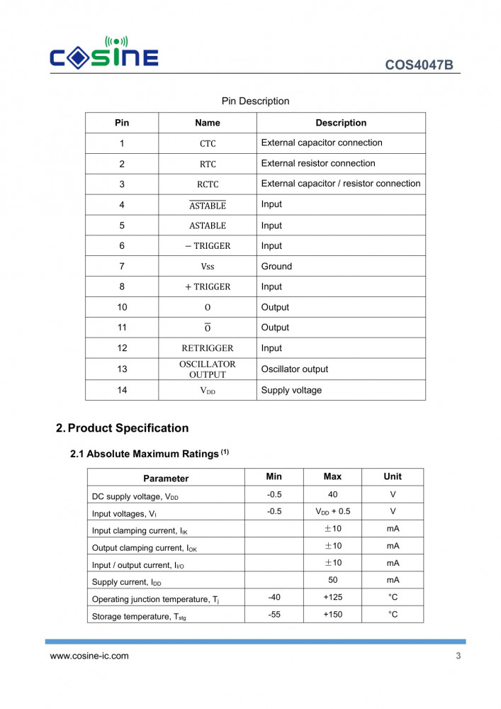 COS4047B datasheet page 3