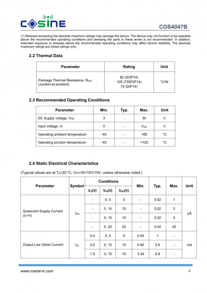 COS4047B datasheet page 4