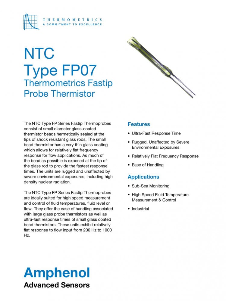 Amphenol FP07 Fastip Thermistor Probe technical document page 1