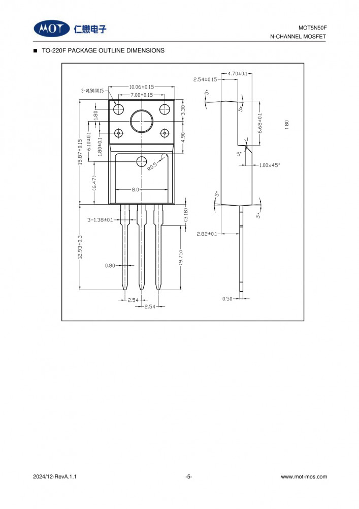 MOT5N50F datasheet page 5