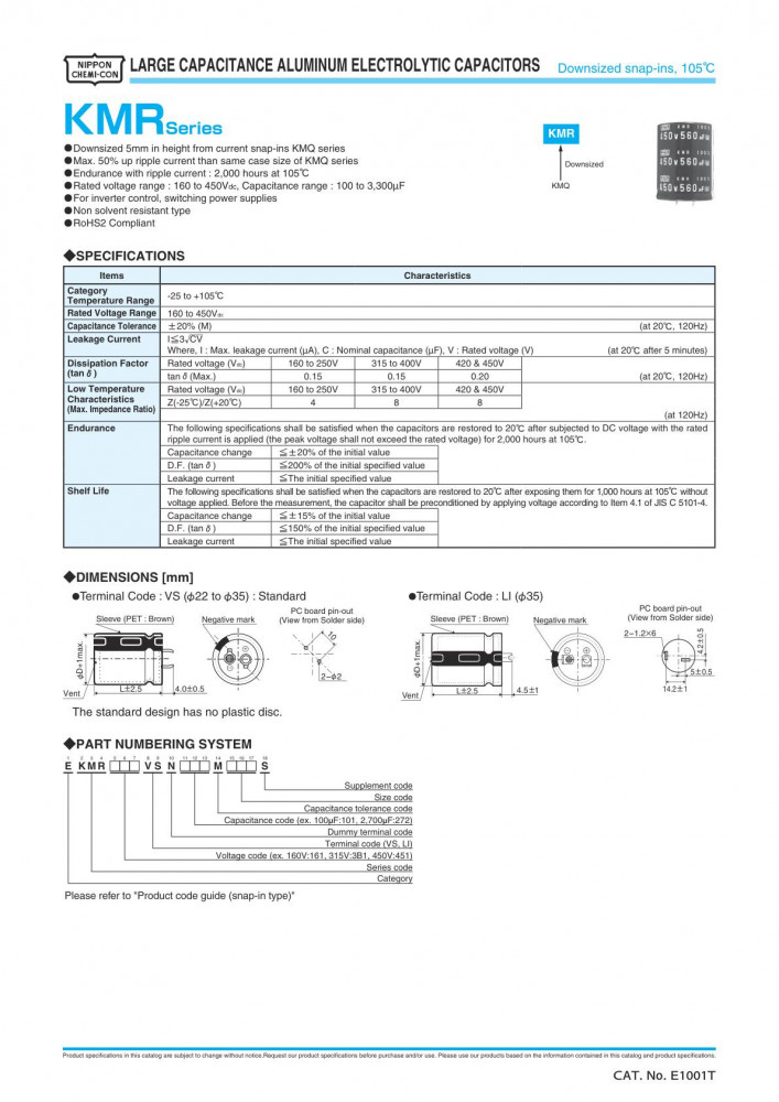 NCC KMR series technical document, page 1