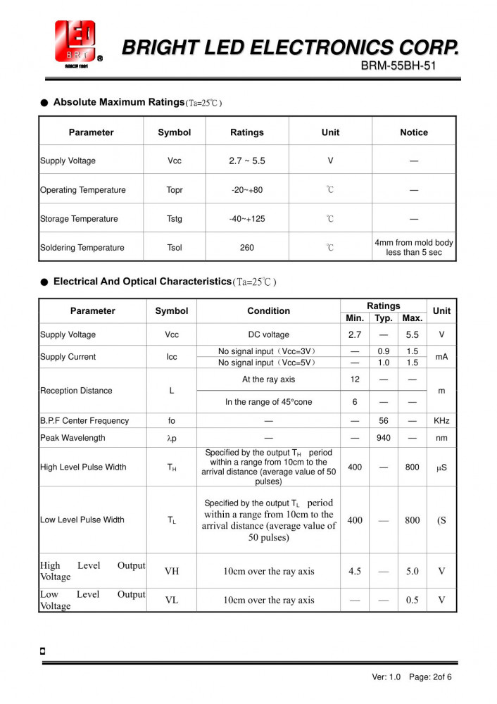 BRM-55BH-51 datasheet page 2