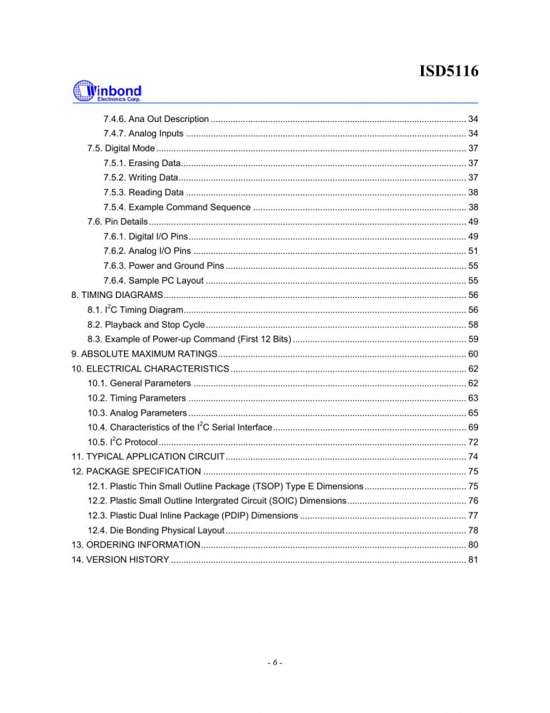 ISD5116 datasheet page 6