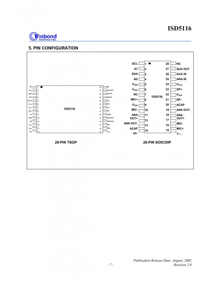 ISD5116 datasheet page 7