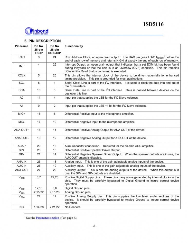 ISD5116 datasheet page 8