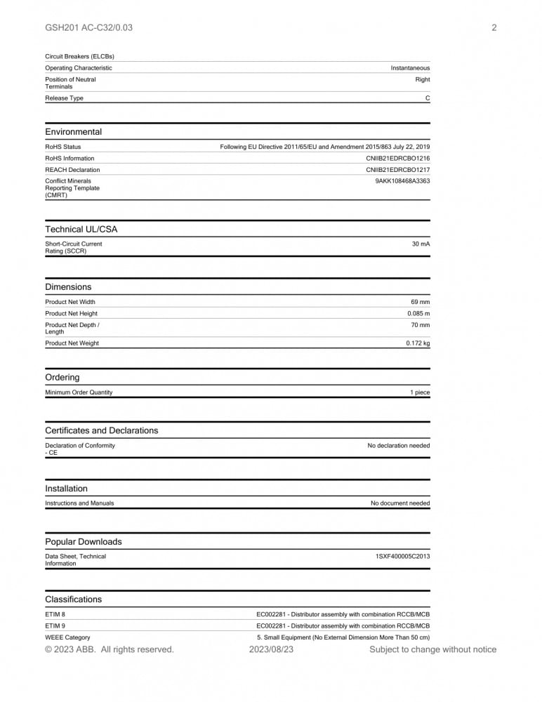 ABB GSH201 technical document page 2