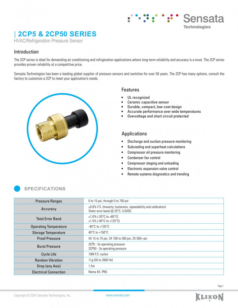 2CP5 and 2CP50 series technical document, page 1