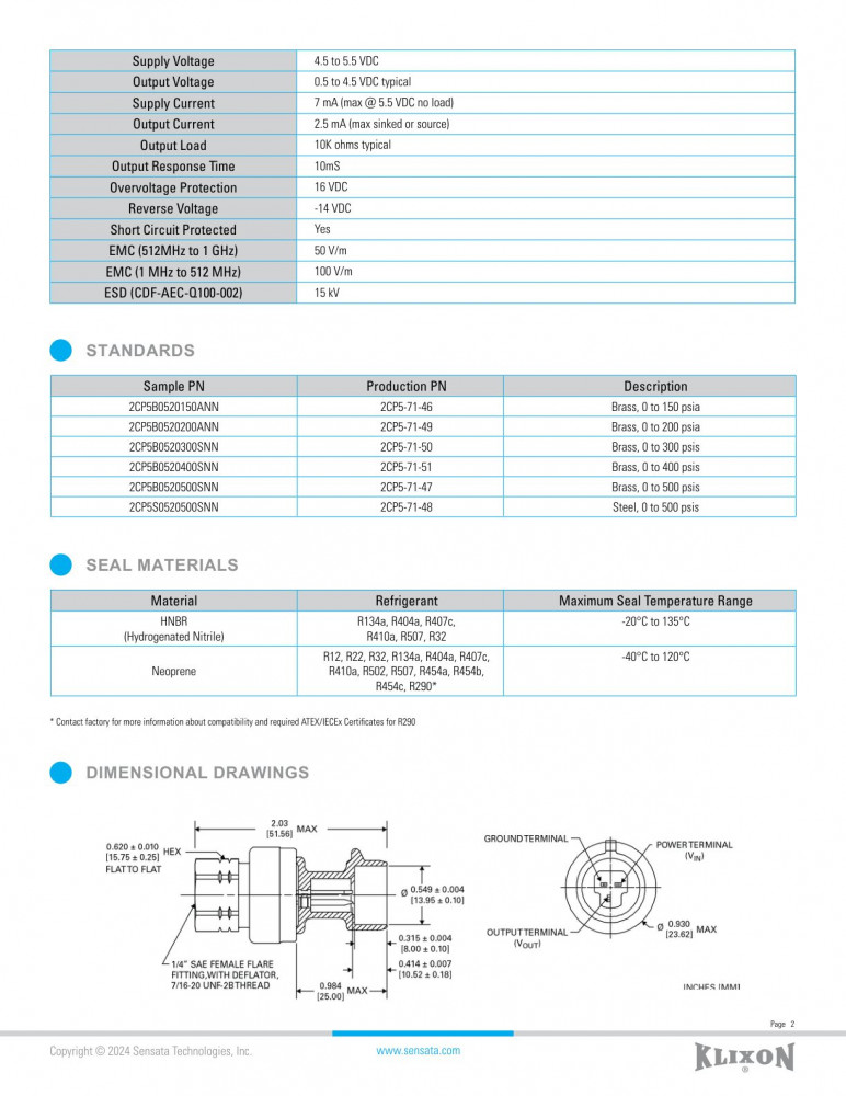 2CP5 and 2CP50 series technical document, page 2