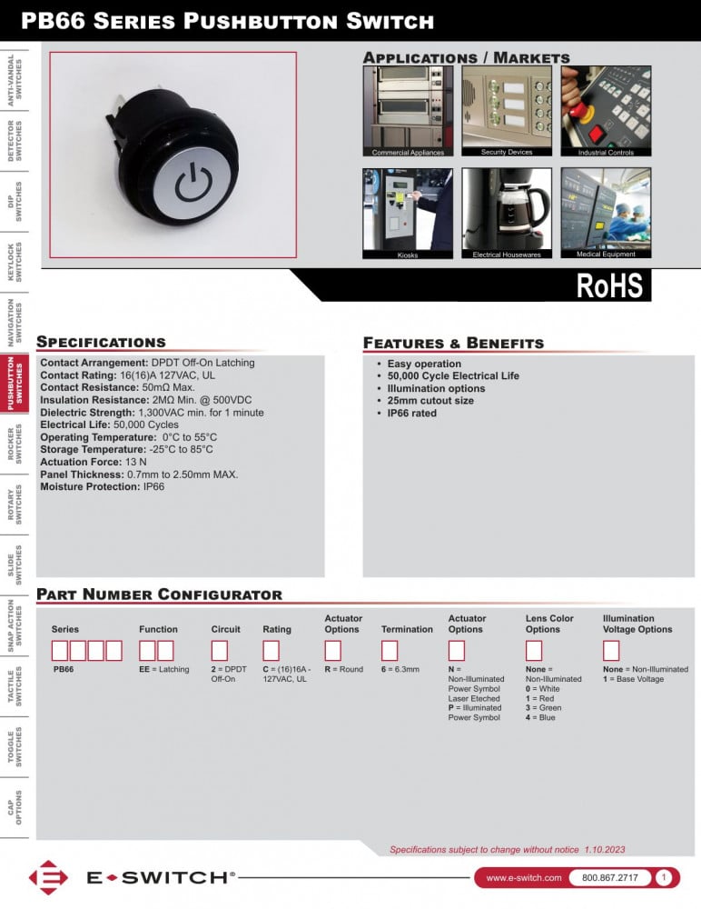 PB66 Series datasheet page 1