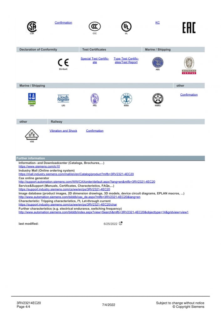 3RV23214EC20 technical document page 4