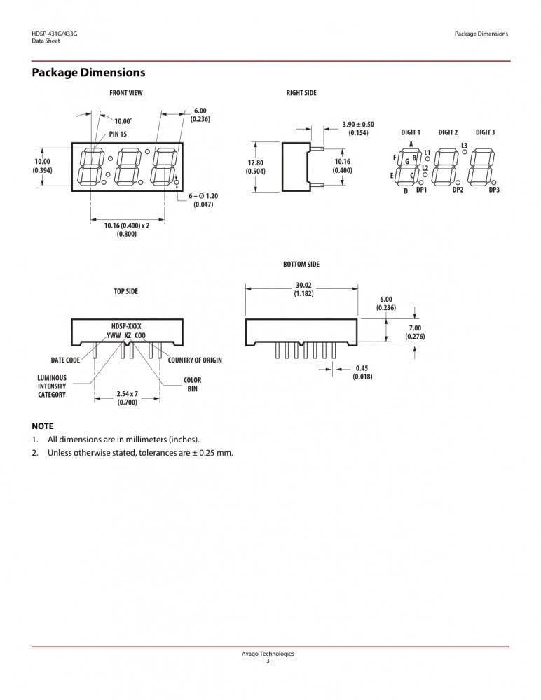 HDSP-433G datasheet page 3