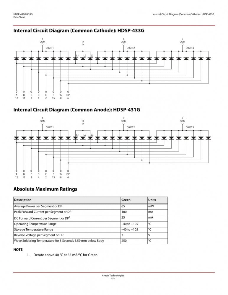 HDSP-433G datasheet page 5
