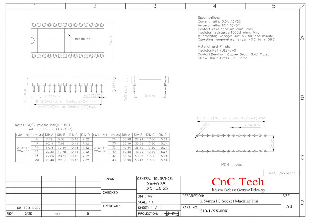 CNC Tech 210-1-08-003 technical drawing